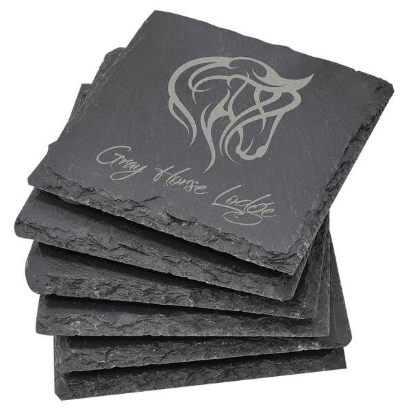 4" x 4" Natural Square Slate Coasters - Set of 4 – WhipItUp Engraving ...